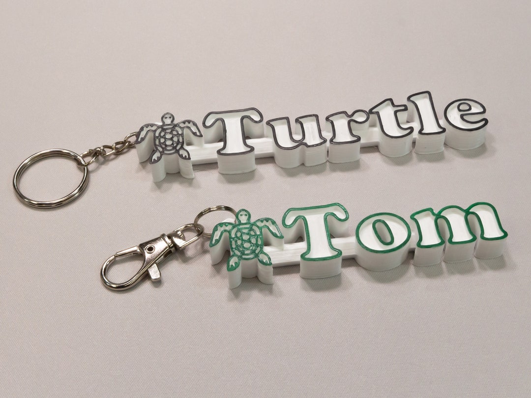 Turtle Icon, Personalized 3D Custom Name Tag, Keychain, Keyring, Zipper ...
