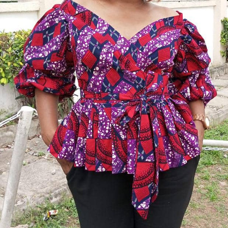 African Print Blouse - Etsy