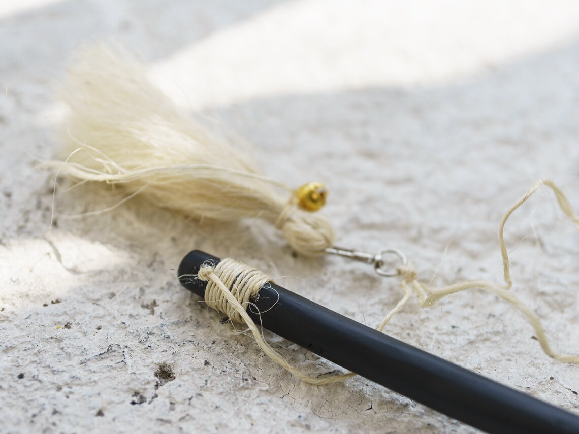 Cat toys Sisal cat rod 1 pc. Cat fishing pole best cat toys | Etsy