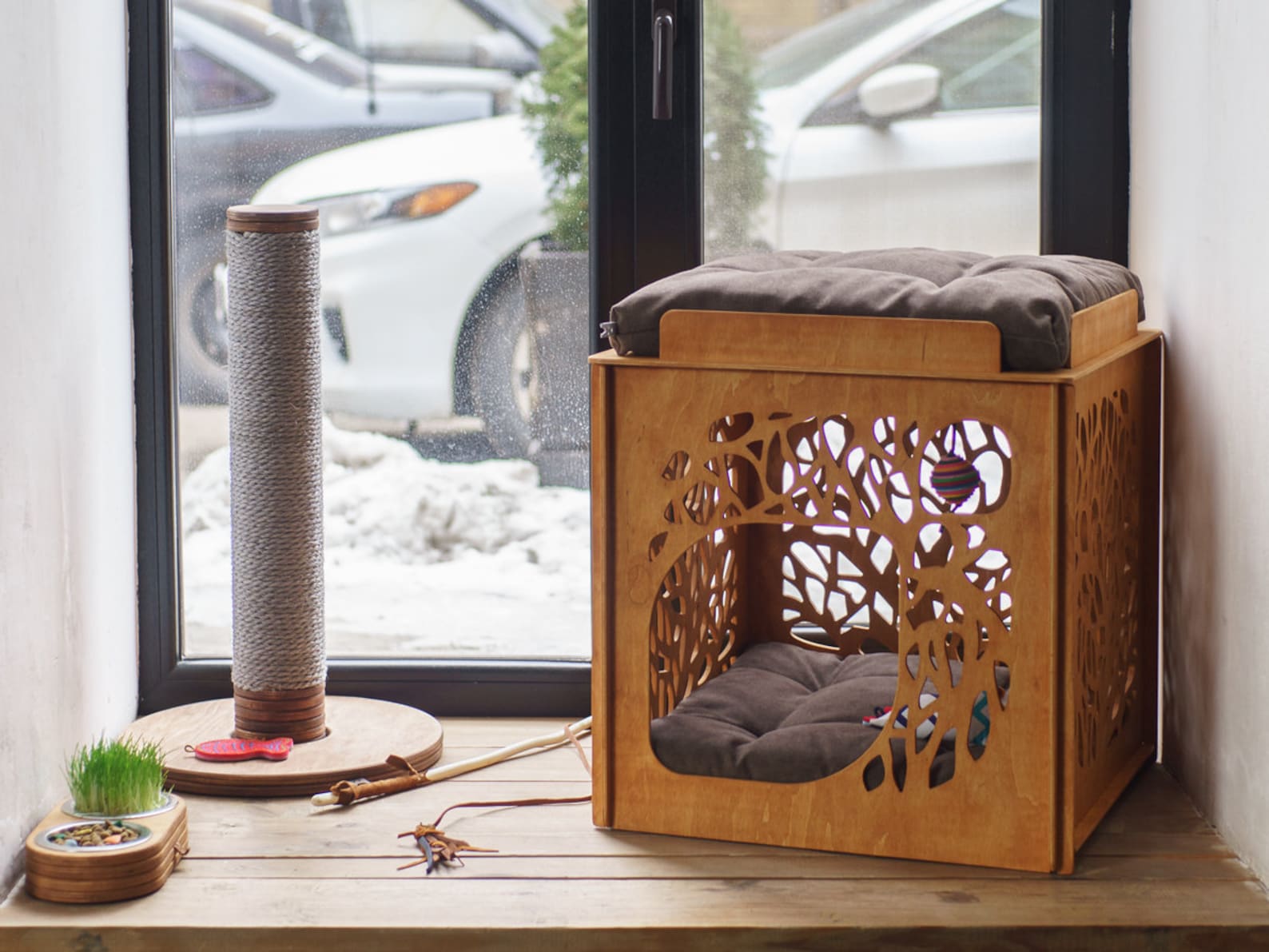 Elevated Cat Bed Covered Cat Bed Kitten Bed Cat House Cat - Etsy