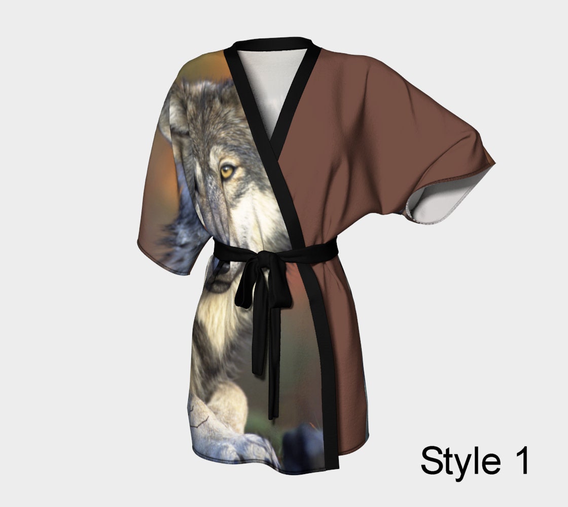 Wolf Kimono Kimono Robe Bride Robe Bridesmaid Robe | Etsy