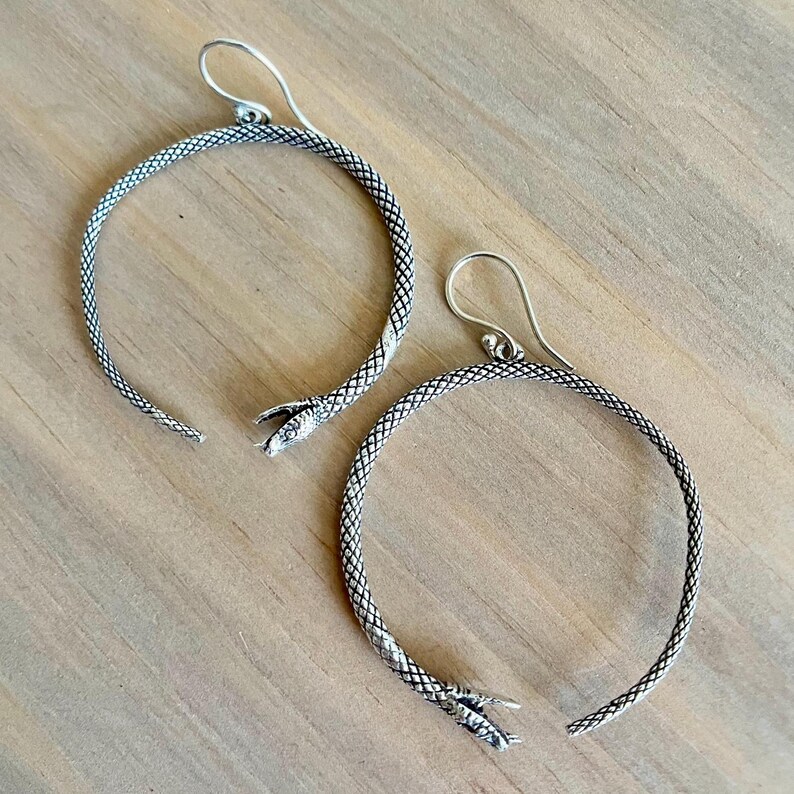 Ouroboros Snake Hoop Earrings, Serpent Python Cobra Talisman Jewelry - Etsy