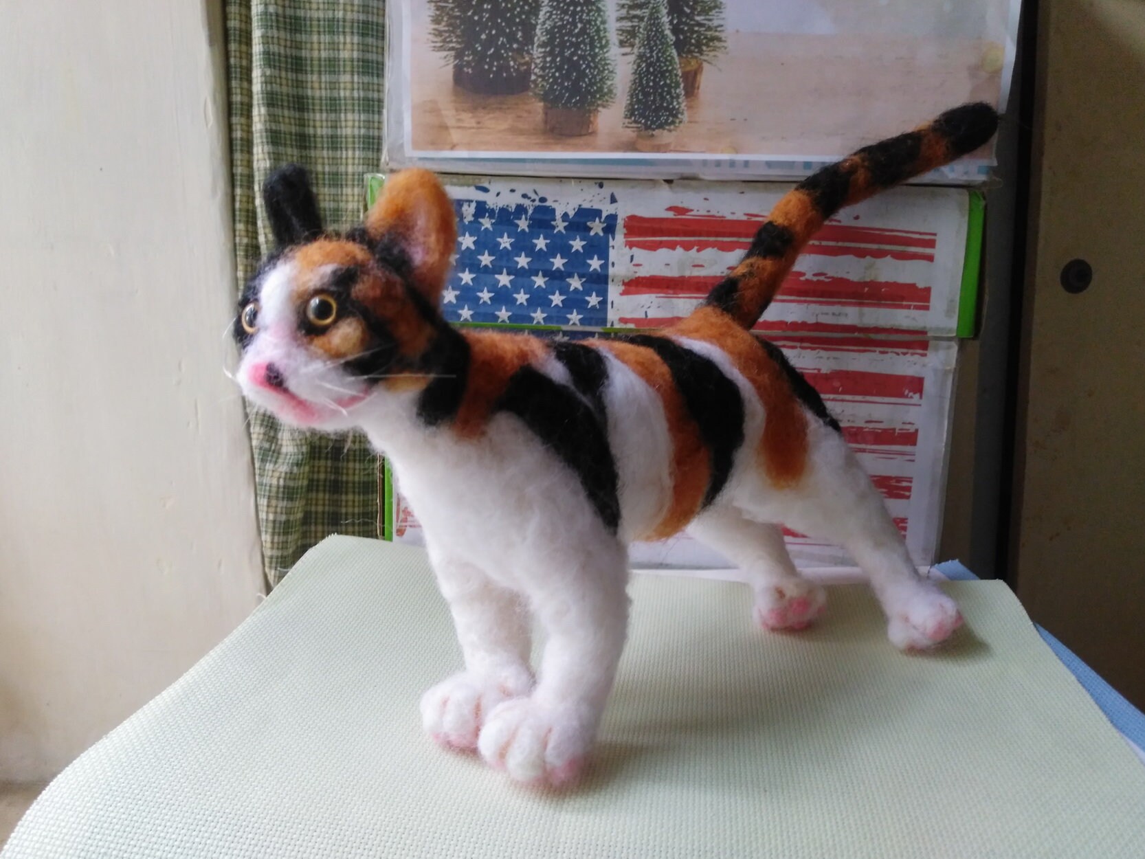 Needle Felted Animal Calico Cat. Needle Felted Soft - Etsy