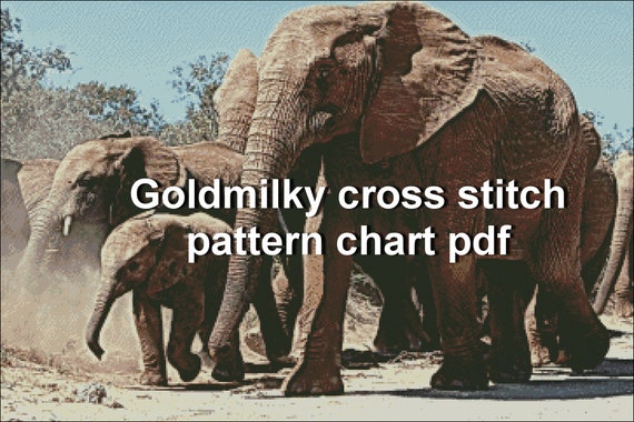 Charging Charley Elephant Cross stitch Pattern Chart | Etsy