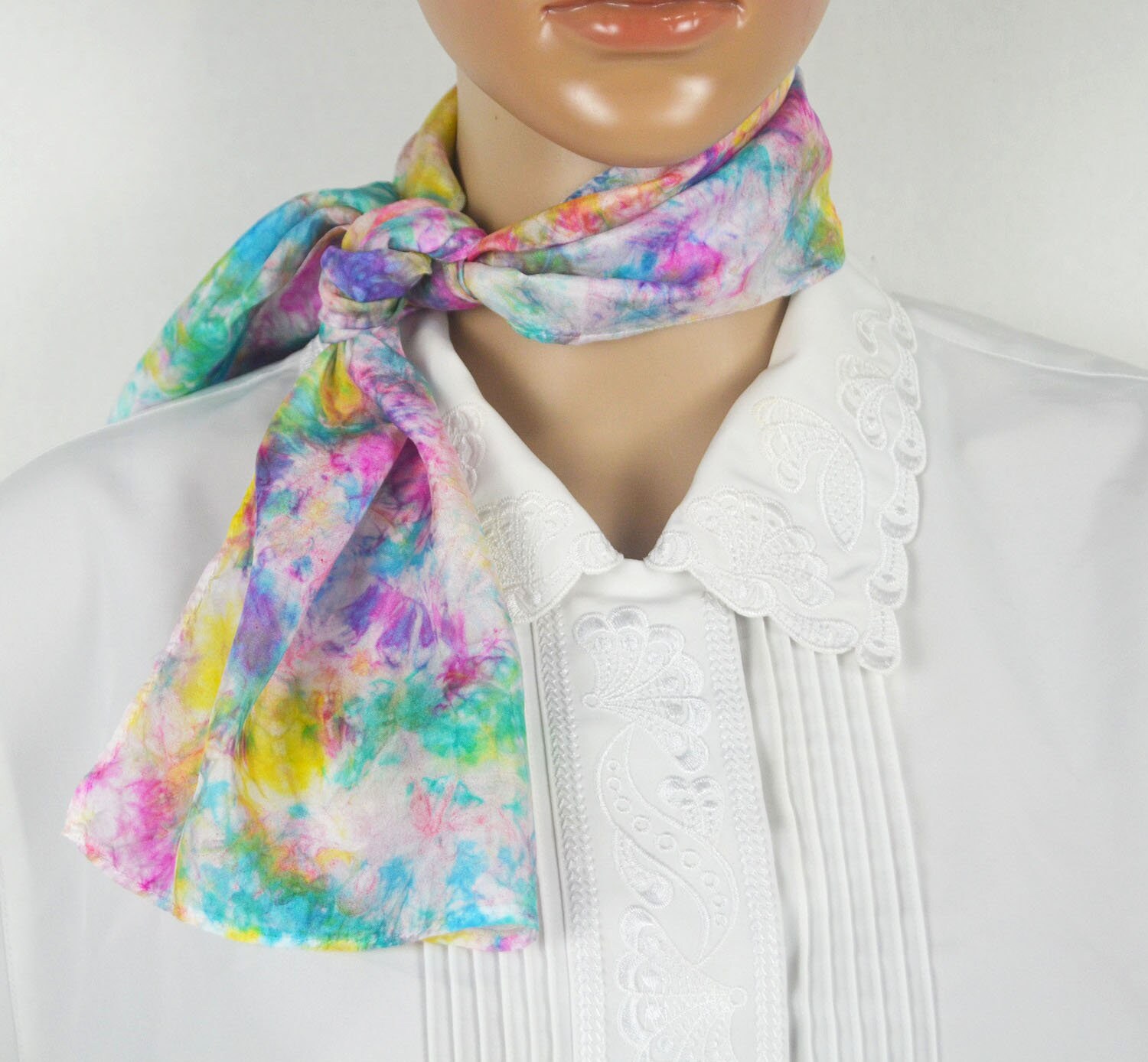 8 X 34, Small Silk Scarf, Colorful, Ladies, Silk Scarves, Hand Dyed ...
