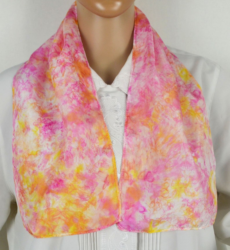 Pink, Yellow, Silk Scarf, 8 X 34, Small Silk Scarf, Ladies Scarves ...
