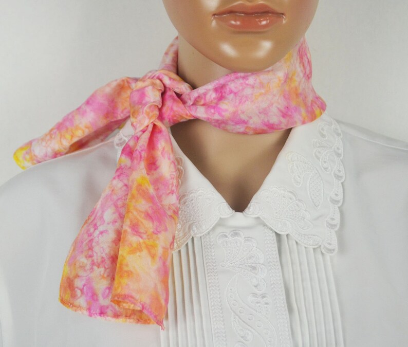Pink, Yellow, Silk Scarf, 8 X 34, Small Silk Scarf, Ladies Scarves ...