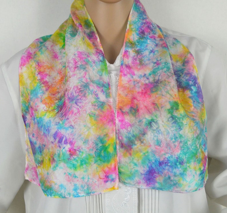8 X 34, Small Silk Scarf, Colorful, Ladies, Silk Scarves, Hand Dyed ...