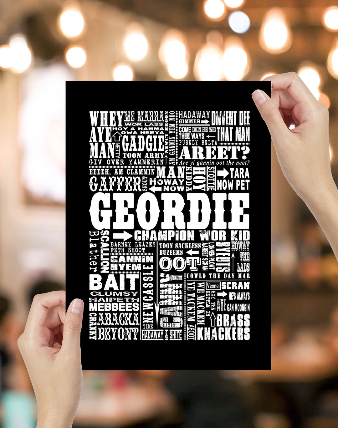 Traditional Geordie Sayings Giclee Print or Canvas, Newcastle Wall Art ...