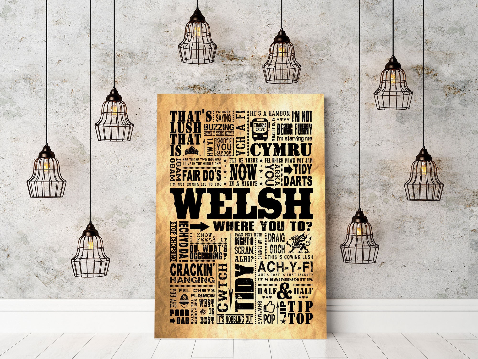 Traditional Funny Welsh Sayings Giclee Print or Canvas | Etsy UK