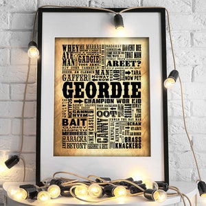 Traditional Geordie Sayings Giclee Print or Canvas, Newcastle Wall Art ...