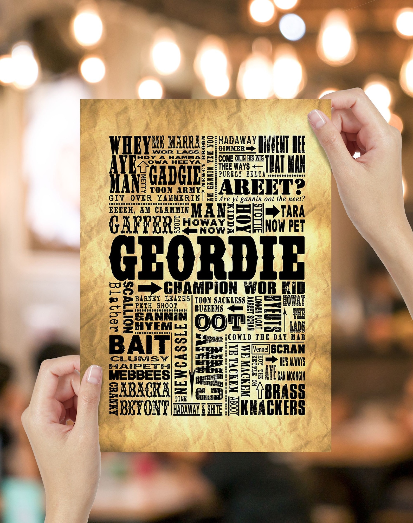 Traditional Geordie Sayings Giclee Print or Canvas, Newcastle Wall Art ...