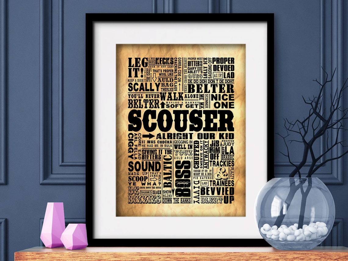 Traditional Scouse Sayings Giclee Print or Canvas, Funny Liverpool Gift ...