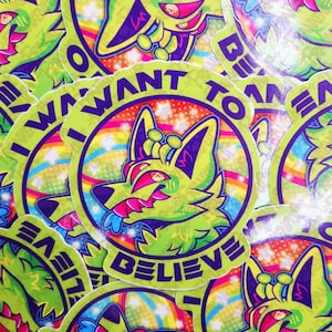 Lisa Frank Inspired Alien Doge Keychain / Sticker - Etsy