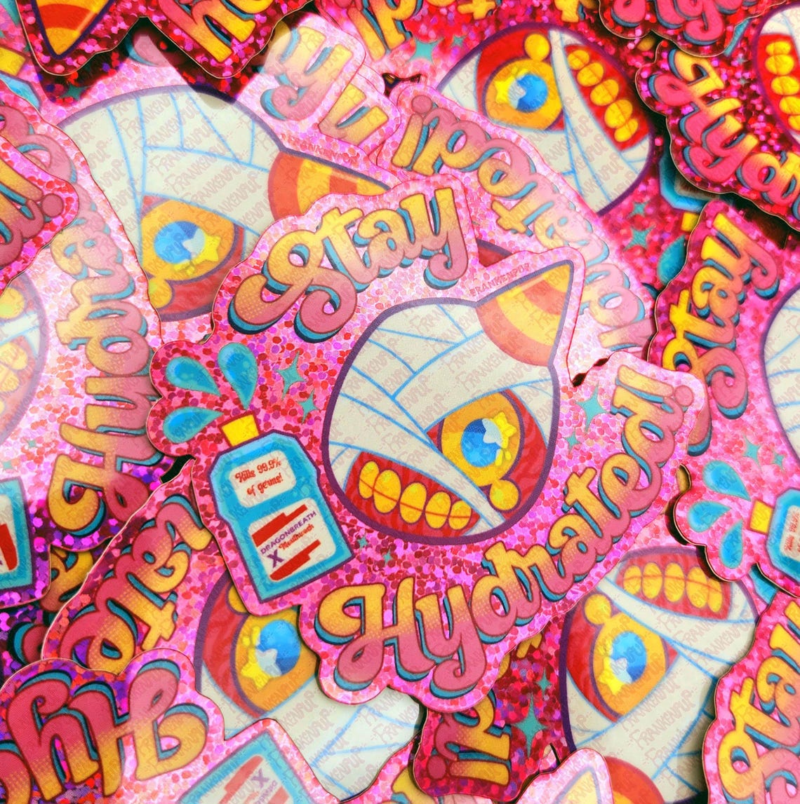 Mouth Washing Curly Sticker - Etsy