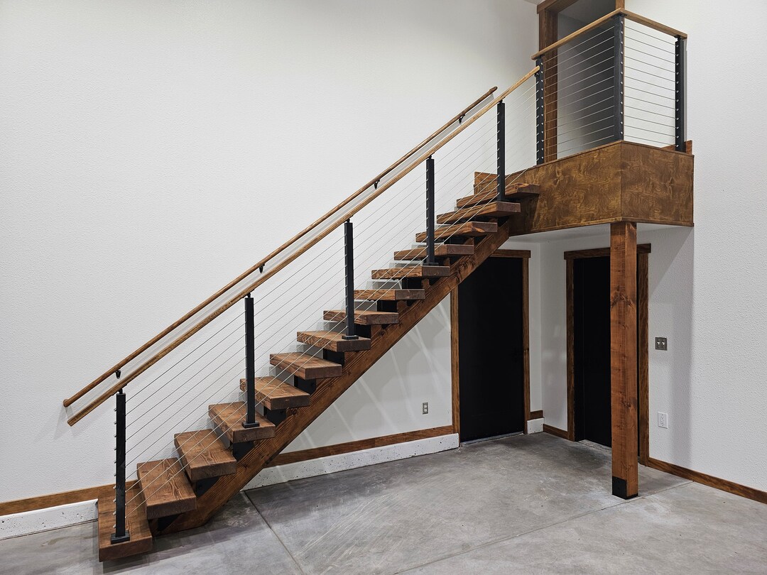 DIY Mono Stringer Staircase Brackets: Floating Stair Riser, USA Made - Etsy