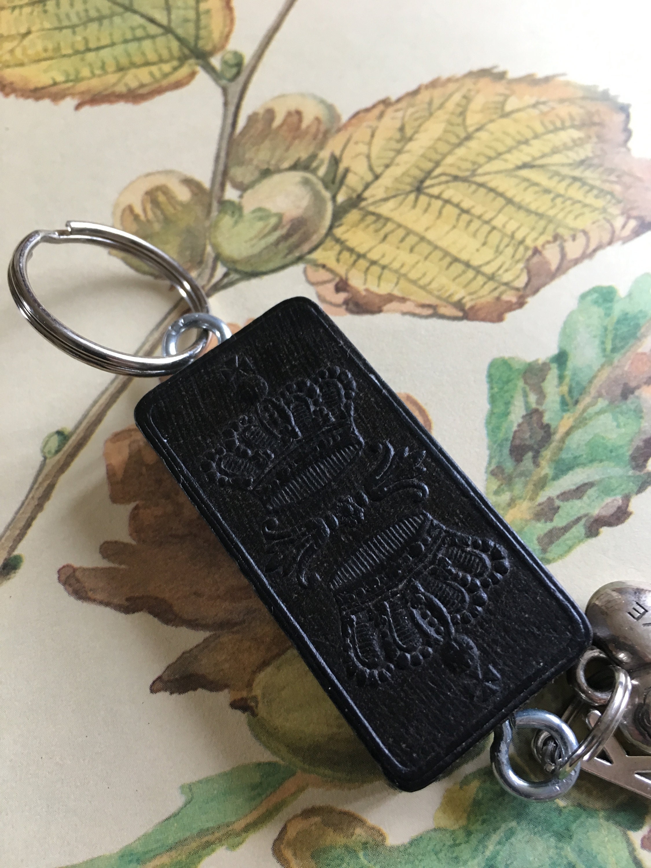 Vintage Domino Key Ring With Heart and Gold 50 Charm - Etsy