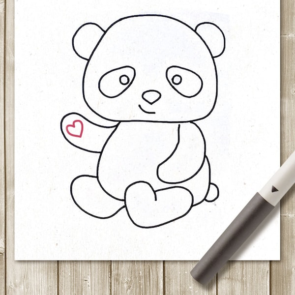 Panda Line Drawing - Etsy