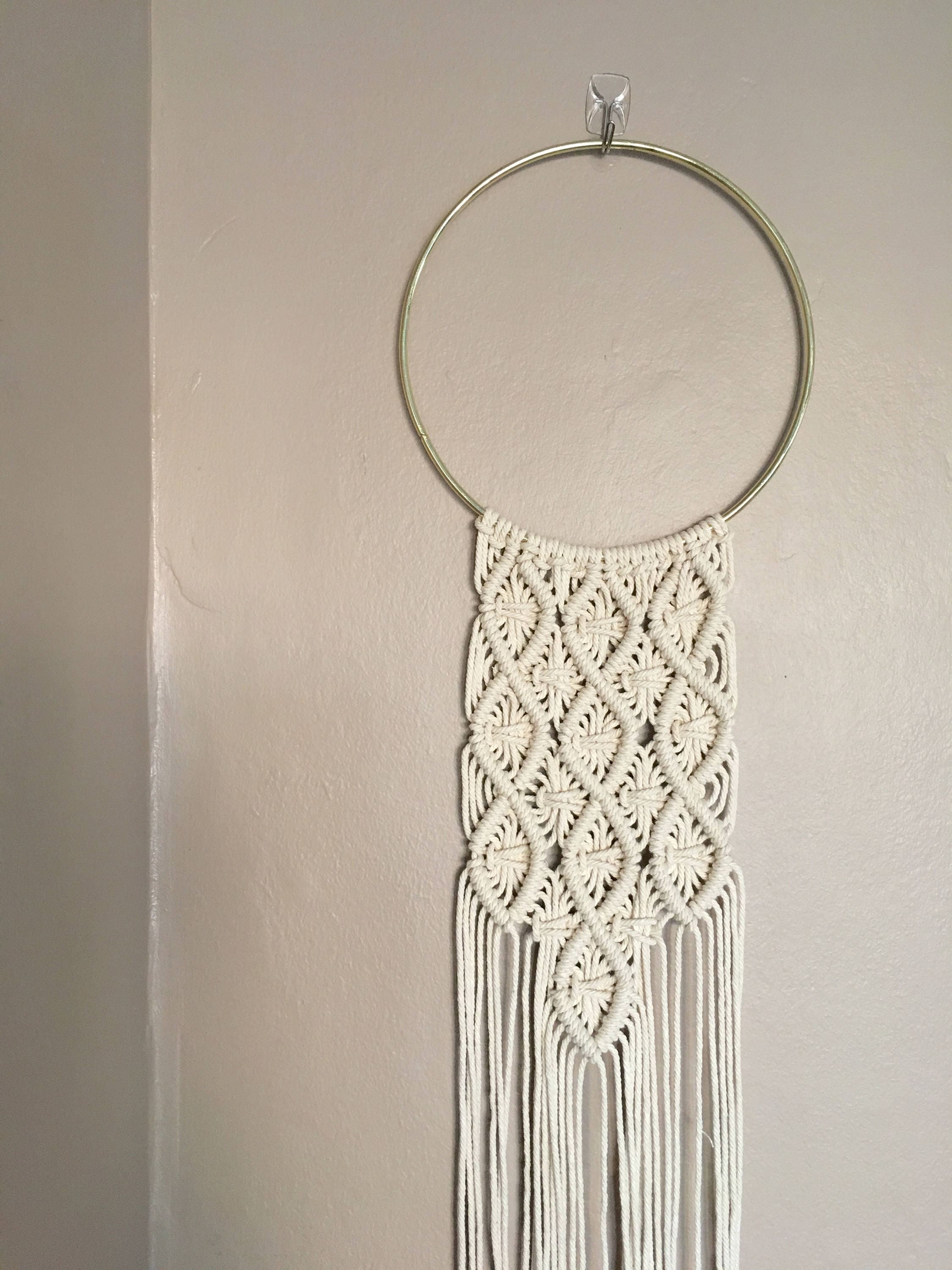 Modern Macrame Wall Hanging Gold Hoop Art Modern Boho | Etsy