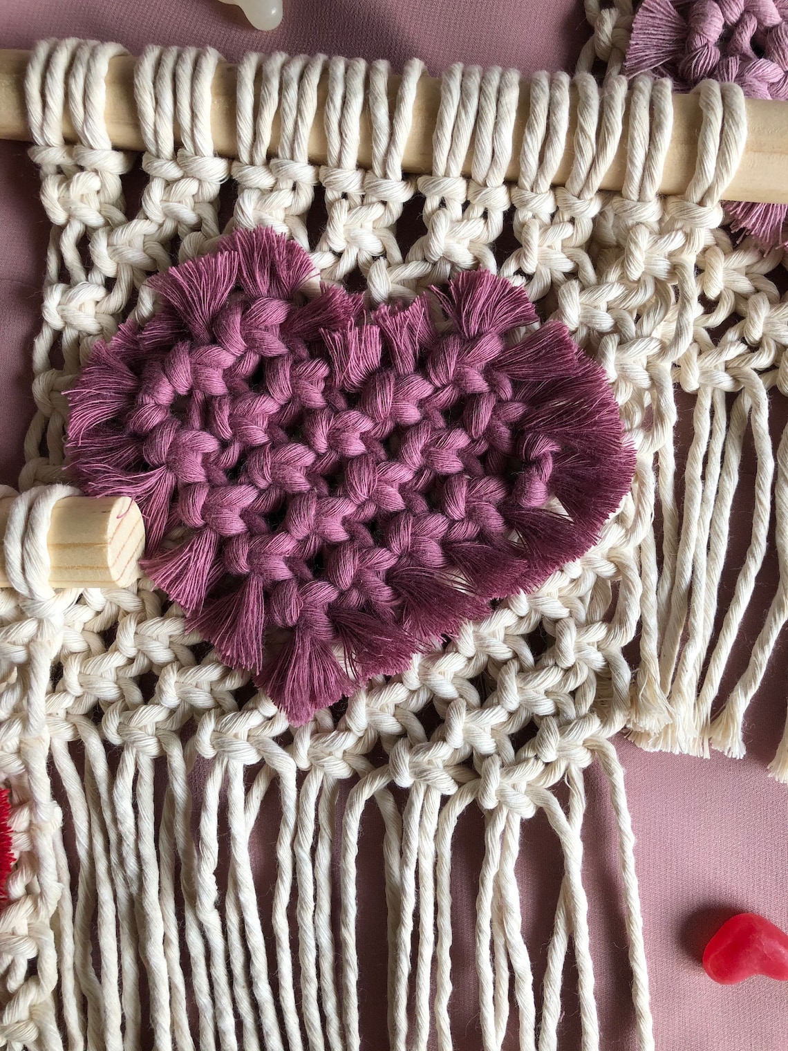 Macrame Valentine Macrame Heart Wall Hanging in Red Berry - Etsy