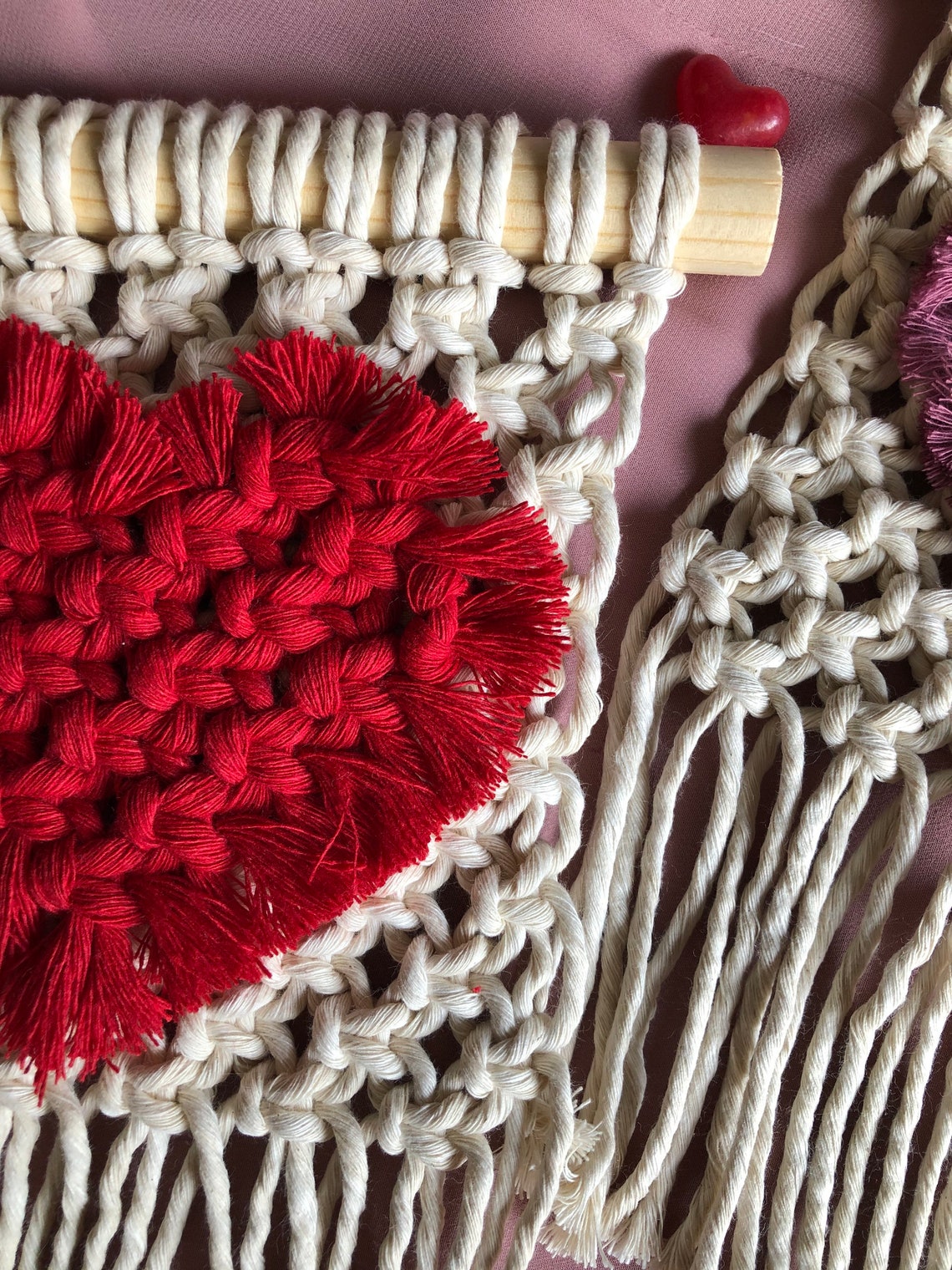 Macrame Valentine Macrame Heart Wall Hanging in Red Berry - Etsy