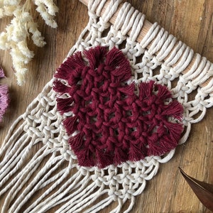 Macrame Valentine Macrame Heart Wall Hanging in Red Berry - Etsy