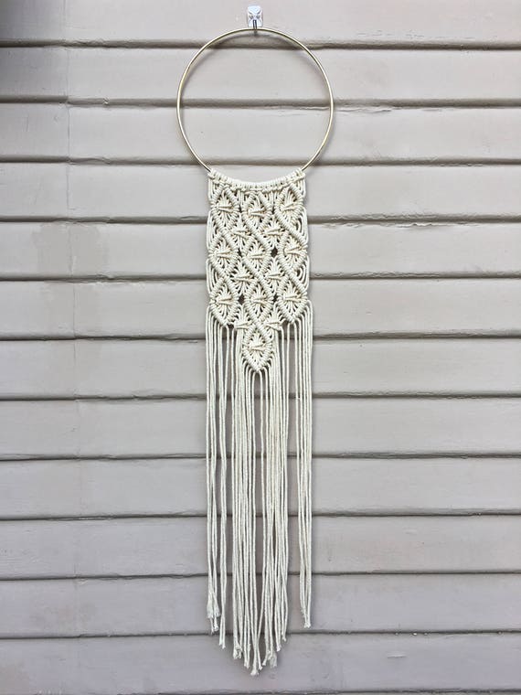 Modern Macrame Wall Hanging Gold Hoop Art Modern Boho | Etsy