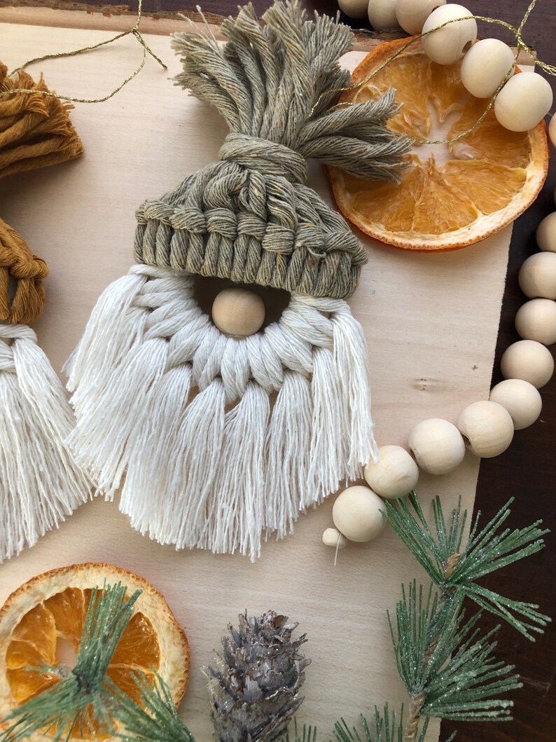 Macrame Santa Christmas Ornaments Gnome and Beanie Christmas - Etsy