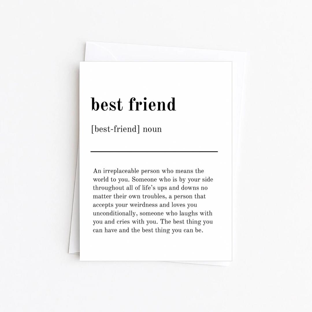 Best Friend Definition Card, Friend's Birthday, Best Friend Quote ...