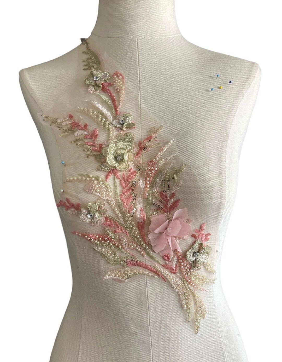Pink and Gold Applique With Beads, Sequin and Crystals 126-763 - Etsy