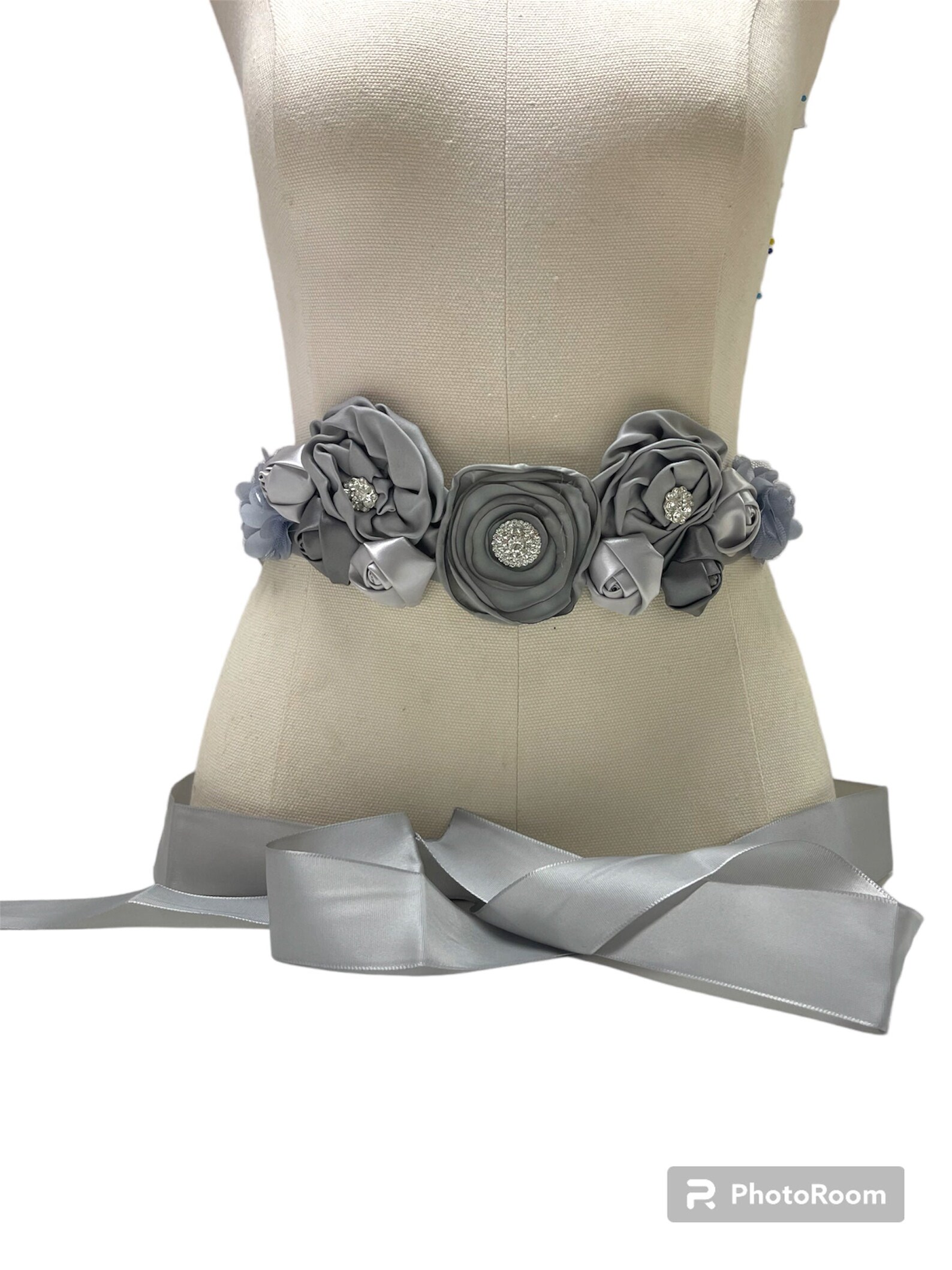 Large Gray Flower Sash With Crystals #798-771 - Etsy