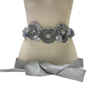 Large Gray Flower Sash With Crystals #798-771 - Etsy