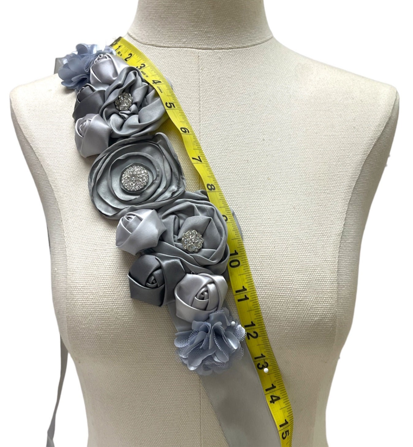 Large Gray Flower Sash With Crystals #798-771 - Etsy
