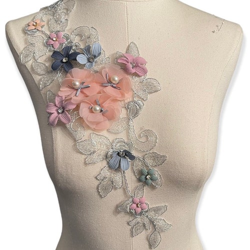 3D Flower Lace Embroidered Applique Floral Fabric Applique - Etsy