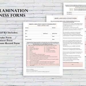 Brow Lamination Forms, Client Consent Form, Client Information Form ...