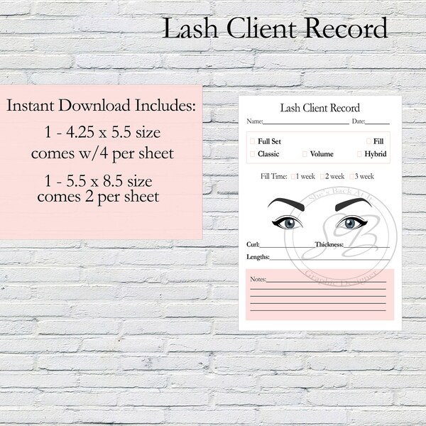 Lash Client Record - Etsy