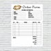Printable Order Form Gold Lips Instant Download | Etsy