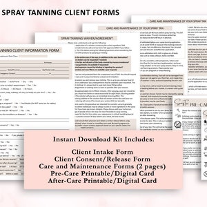 Spray Tan Client Forms Spray Tanning Forms Printable Spray - Etsy