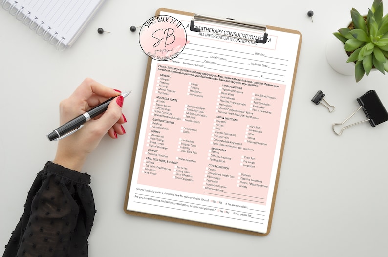 Aromatherapy Consultation and Consent Forms, Aromatherapy Client Intake ...