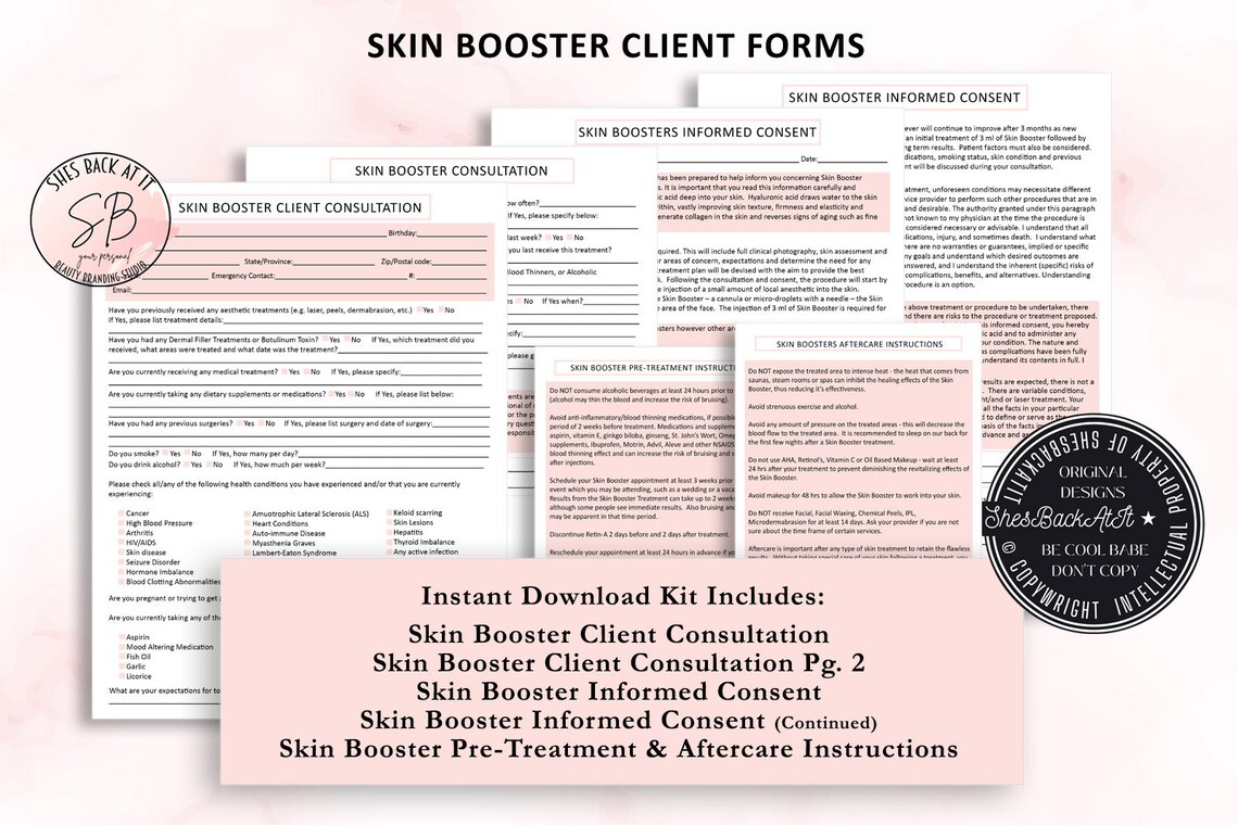 Skin Booster Consultation Form Injectables Consent Form Skin | Etsy