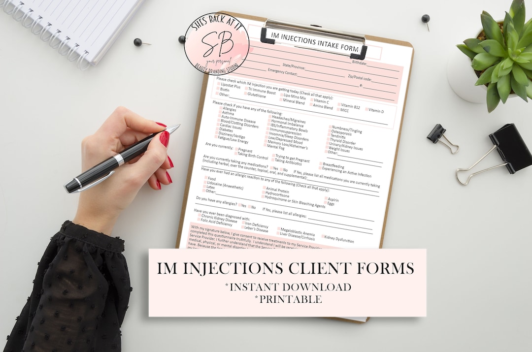 IM Injection Consent Form, IM Injection Client Forms, IM Therapy ...