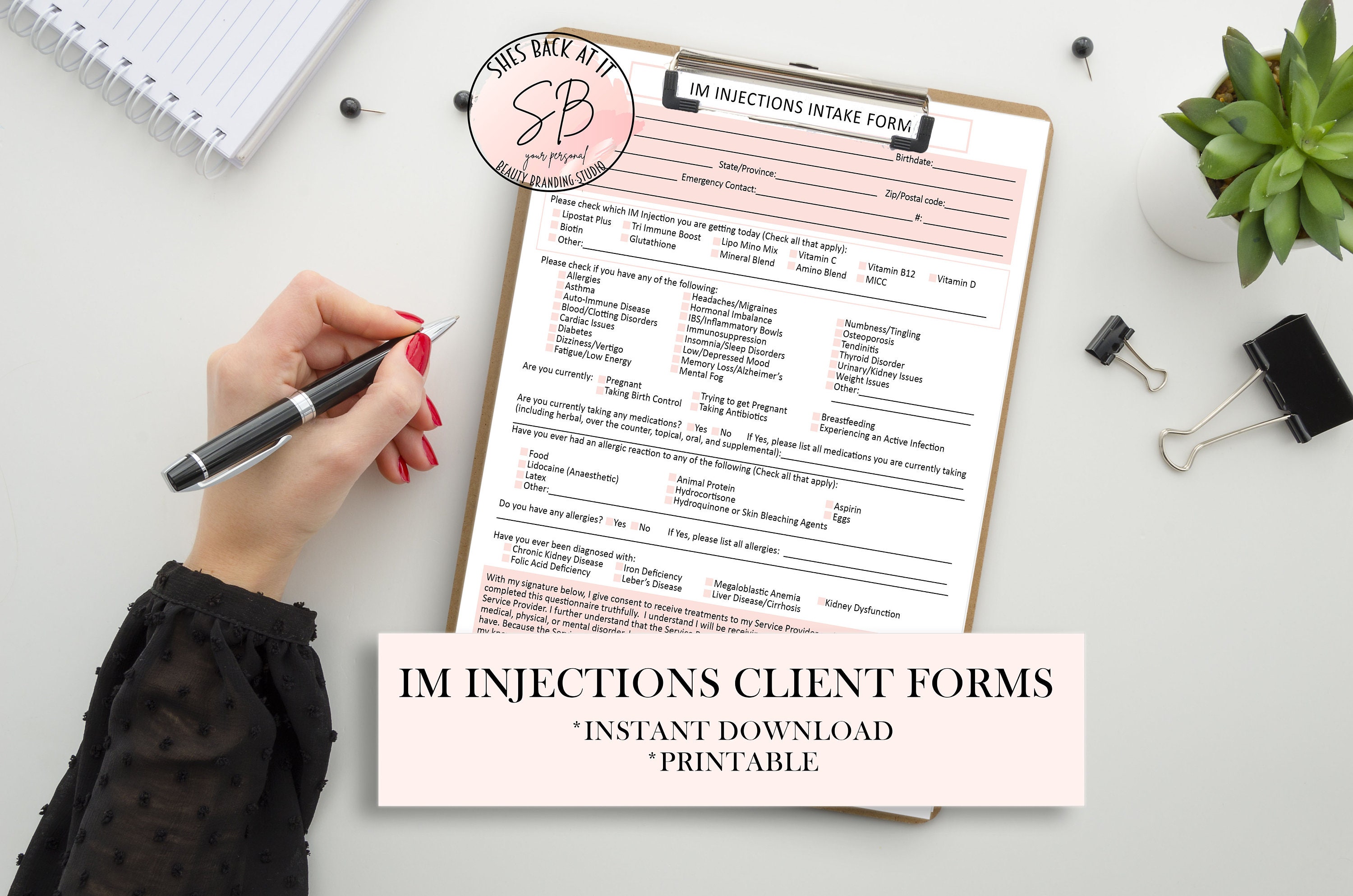 IM Injection Consent Form, IM Injection Client Forms, IM Therapy ...
