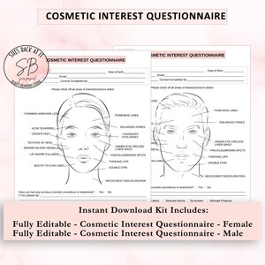 Cosmetic Interest Questionnaire, Aesthetic Interest Questionnaire ...