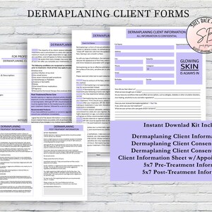 Dermaplaning Client Forms, Facial Forms, Esthetician Consent Forms ...