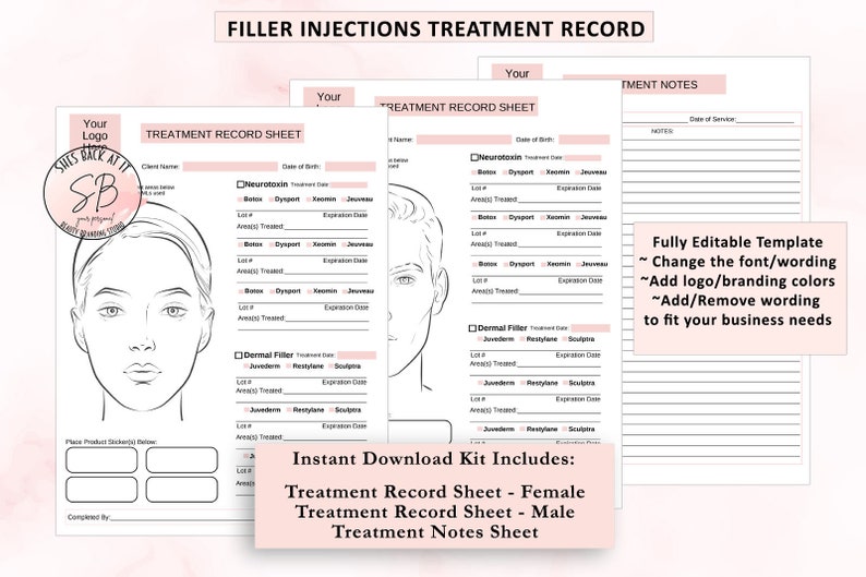Filler Treatment Record. Botox Treatment Record Injectables - Etsy