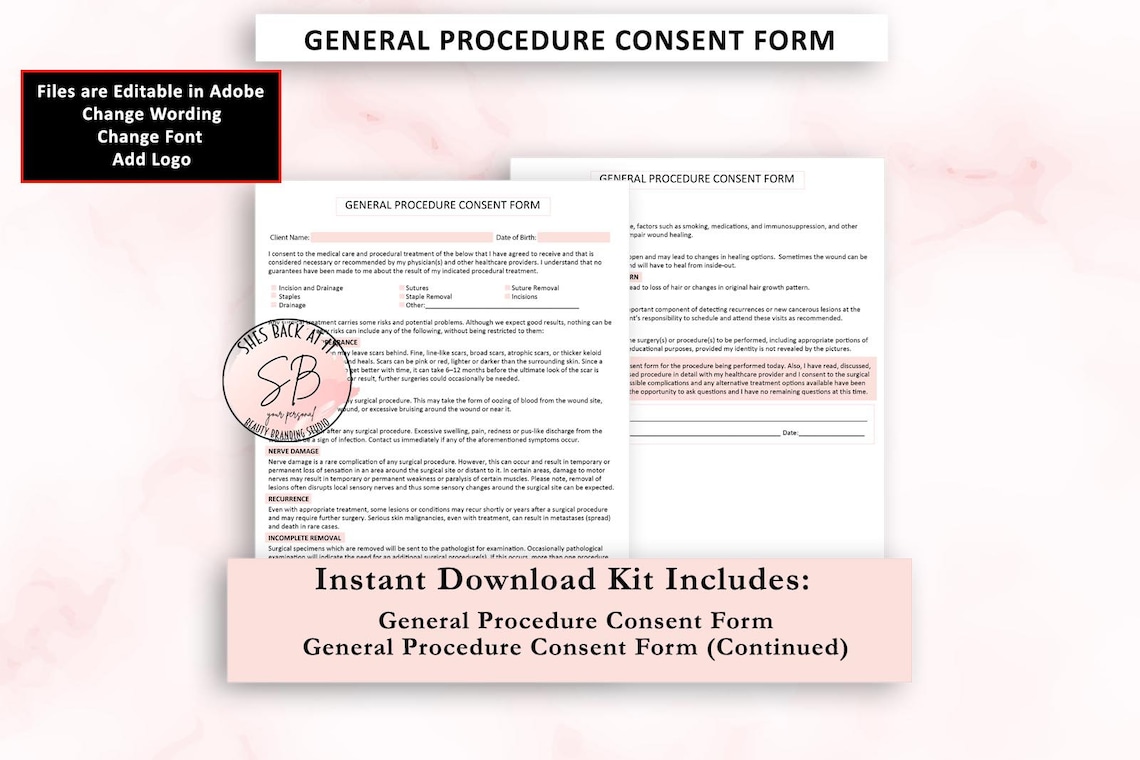General Procedure Consent Form, Suture Consent Form, Incision Consent ...