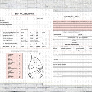 Skin Analysis & Treatment Chart Forms, Skin Analysis Form, Skin ...