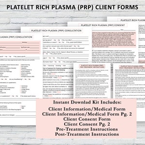 Platelet Rich Plasma Treatment Client Forms, Vampire Facial Consent ...