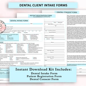 Dental Client Forms, Dental Intake Form, Dentist Consent Form, Patient ...