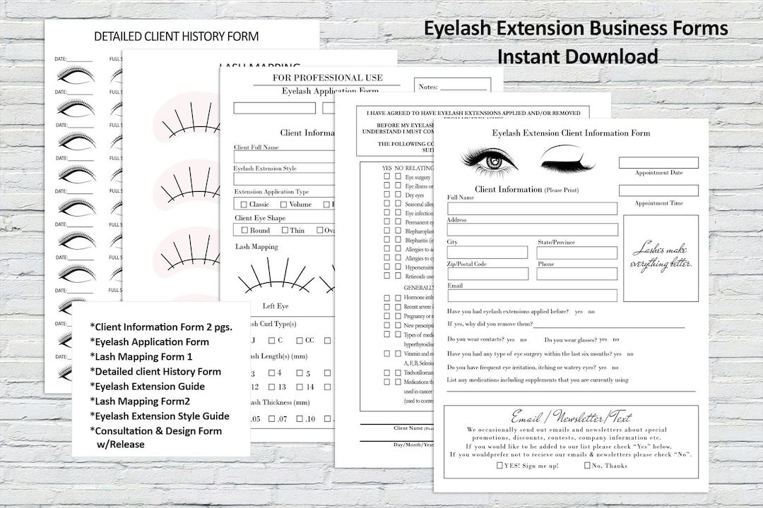 Eyelash Extension Forms, Client Information Form, Client Intake Form ...
